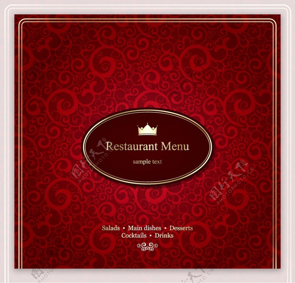 欧式花纹菜单封面设计图片素材-编号09323610-图行天下