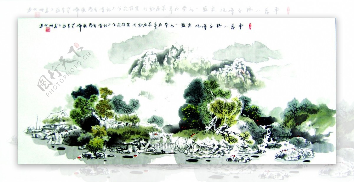 李增分水墨山水画图片素材-编号12590670-图行天下