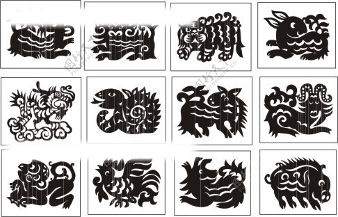 12生肖剪纸3图片素材-编号15381670-图行天下