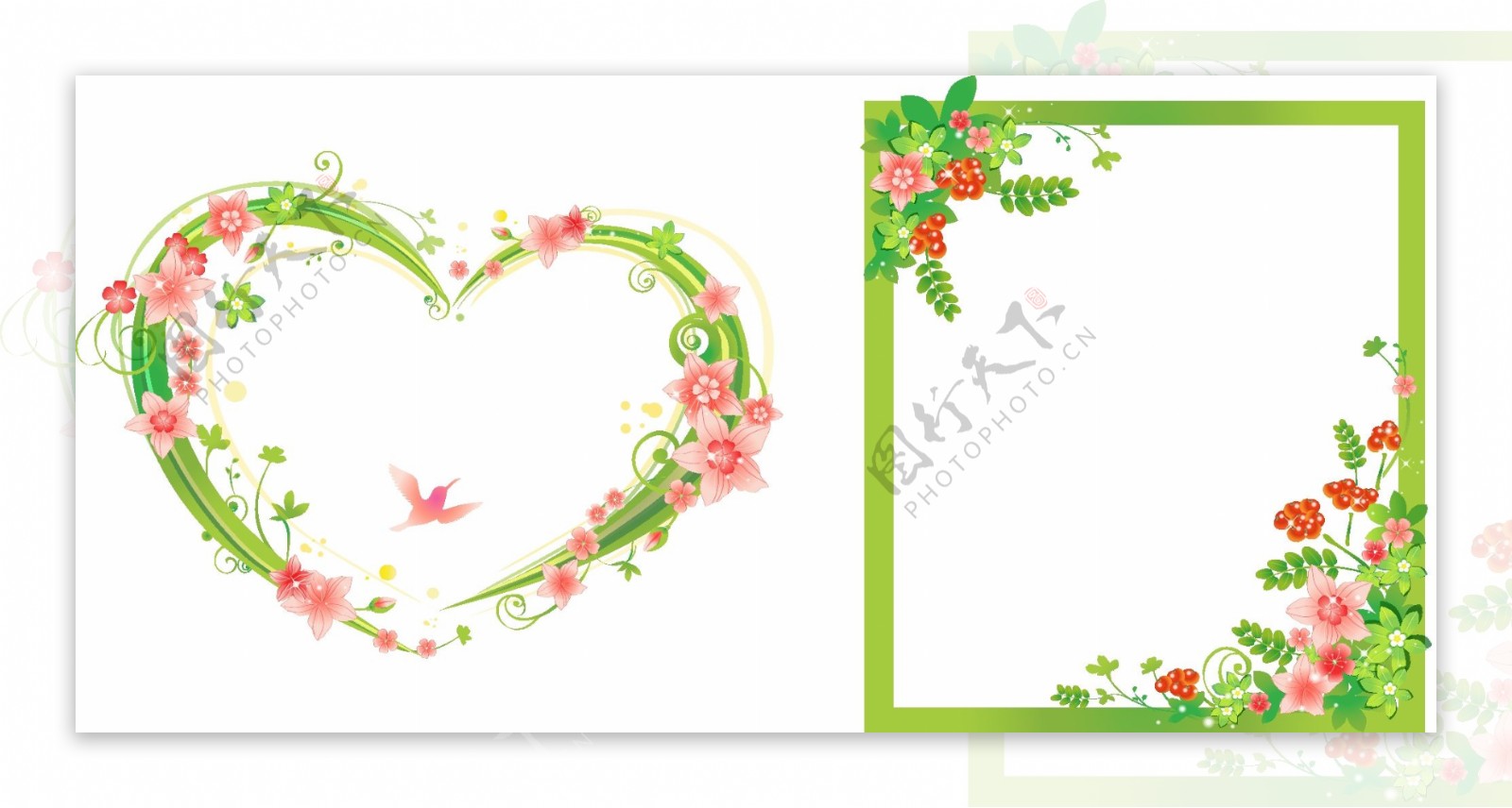 绿色花边边框心形花边边框图片素材-编号26866040-图行天下