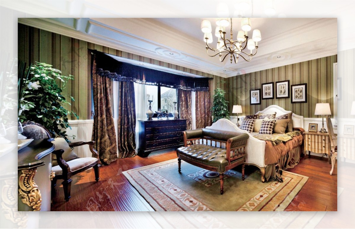 美式卧室吊灯装修效果图图片素材 编号29209190 图行天下