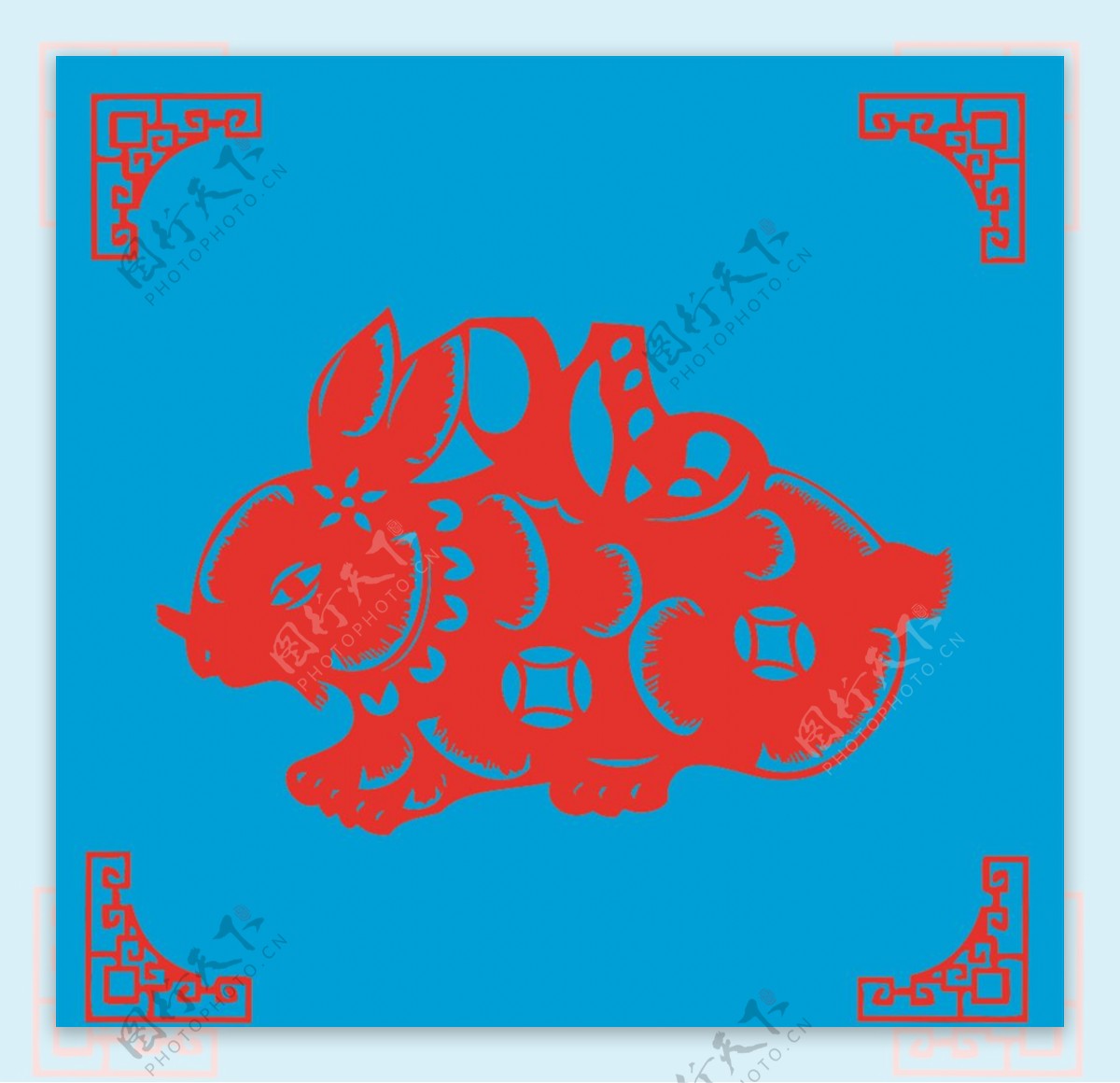 兔子剪纸图片素材-编号30696060-图行天下