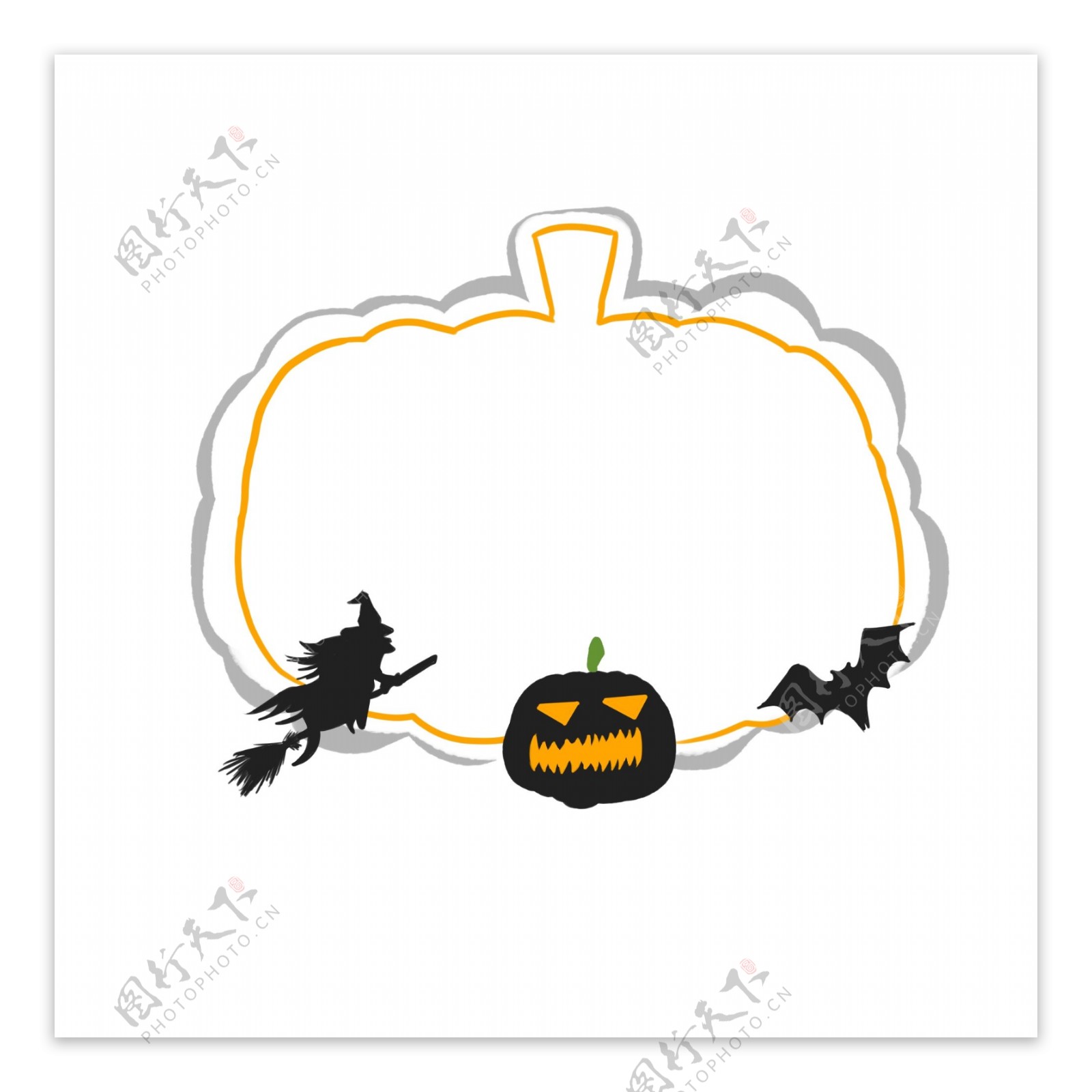 南瓜型装饰边框插画图片_纹理边框_设计元素-图行天下素材网
